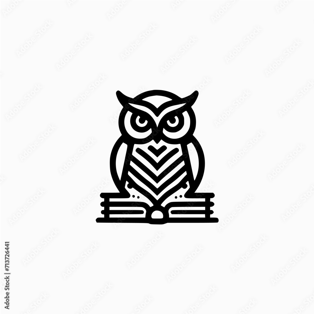 smart owl logo with books and scholar hat, school and education ...