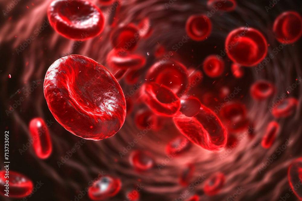 Macro of blood cells showing extreme close-up, Blood cells with red ...