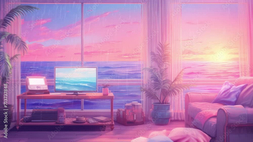 Living room lo-fi retro 80s and 90s background. Psychic Waves ...