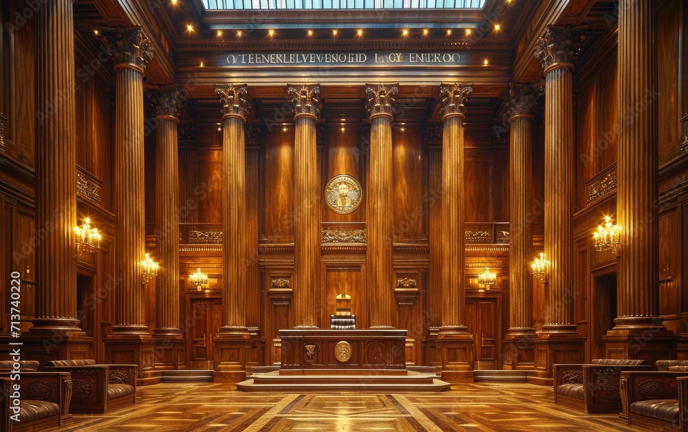 Empty American Style Courtroom. Supreme Court of Law and Justice Trial ...
