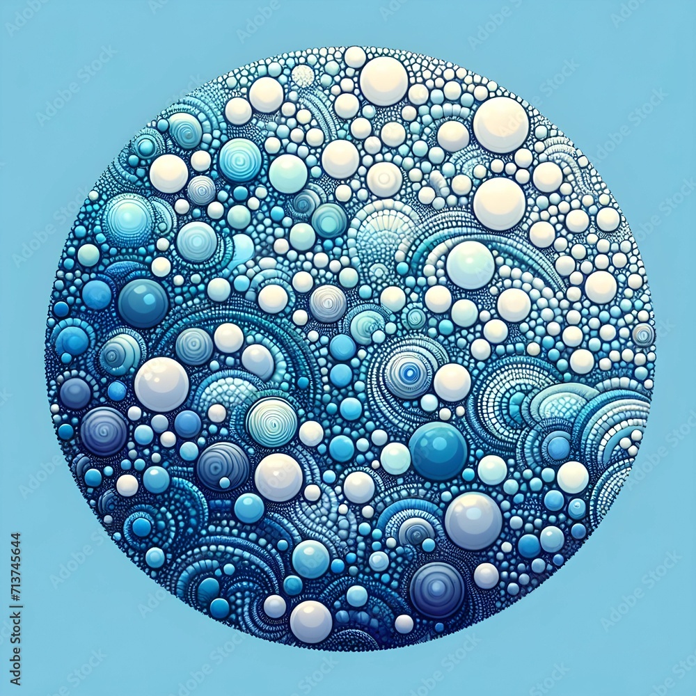 blue airy sphere Models of water molecules floating against blue ...