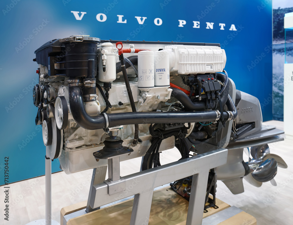 TORONTO-JANUARY 19, 2024:Volvo Penta D6-400A-G engine on display at the ...