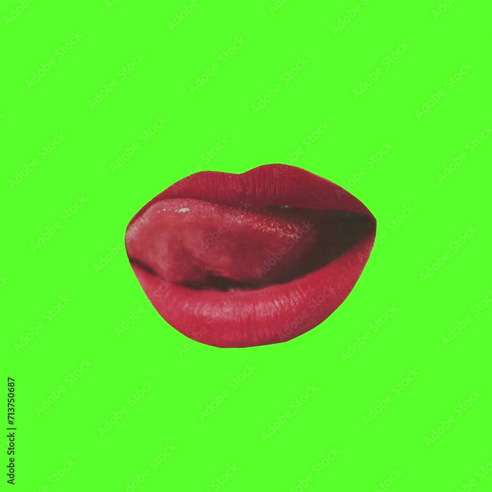 Sequence of different images of woman's beautiful full red lips. 2D ...