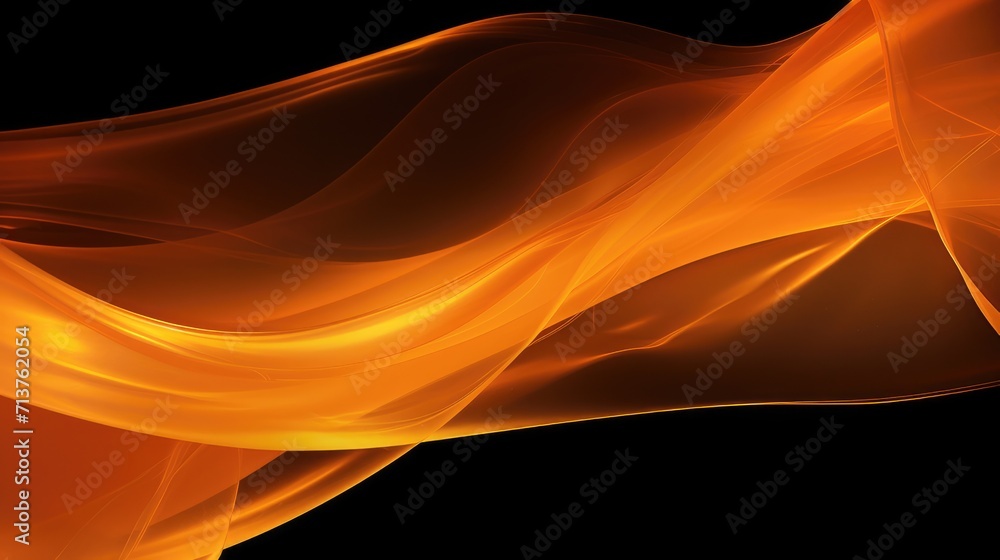 ethereal translucent orange overlays with fluid motion, isolated black ...