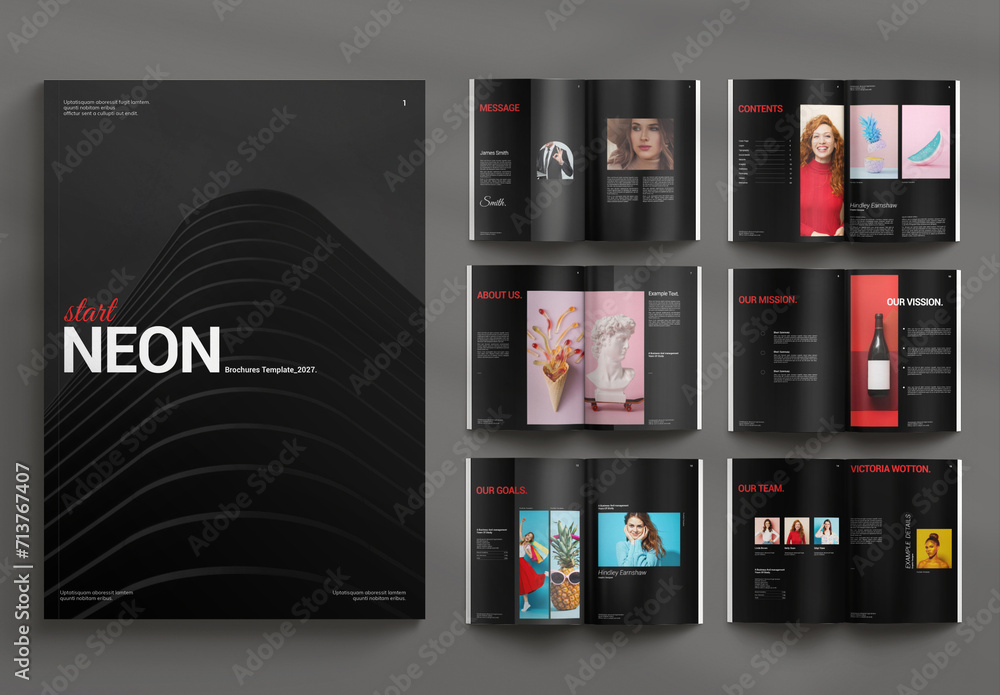 Start Neon Brochure Layout Stock Template | Adobe Stock