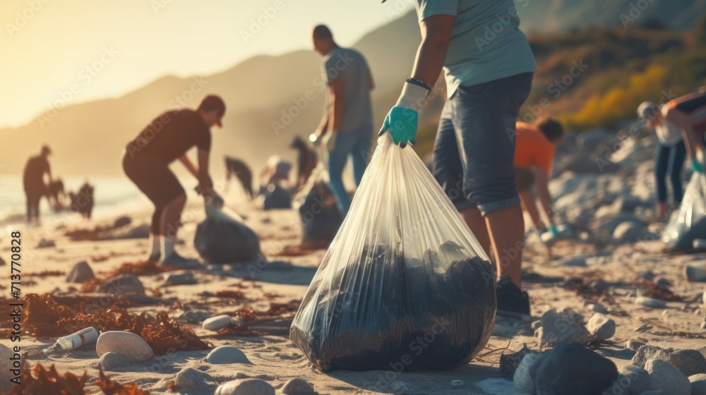 Save water. Volunteer pick up trash garbage at the beach and plastic ...