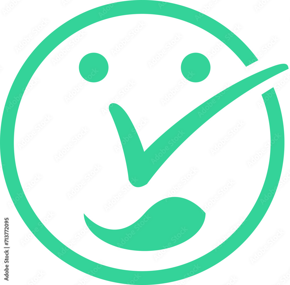 Smiley checkmark verification icon in a circular border Stock Vector ...