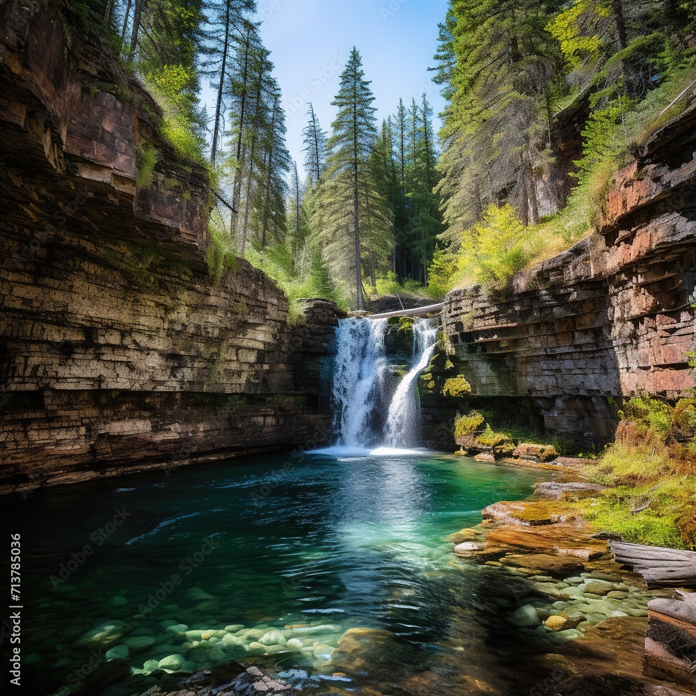St. Mary Falls is one of several waterfalls in the St. Mary area of the ...