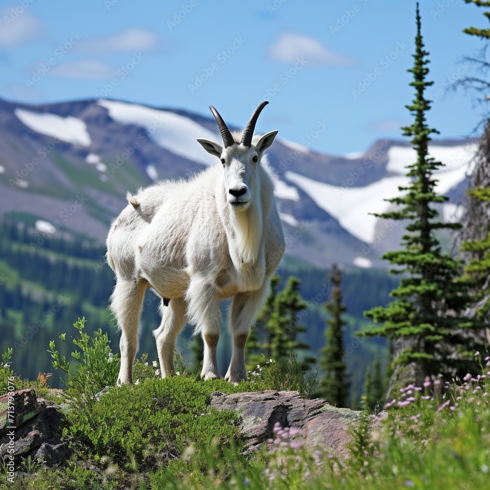 Wild mountain goats in Logan Pass Logan Pass is located along the ...