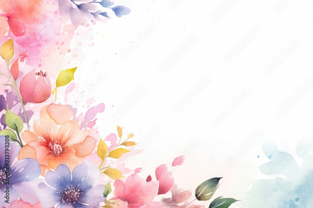Spring may flower banner with watercolor painted frame of decorative ...