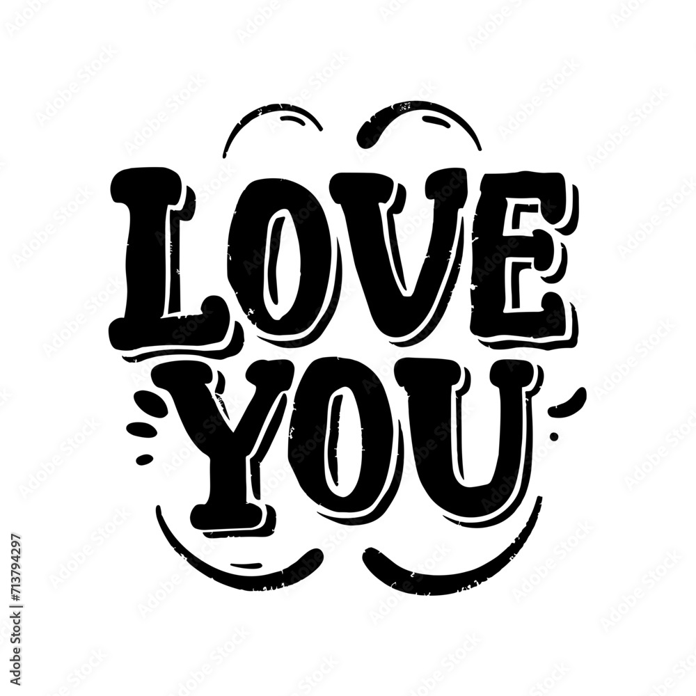 Vintage "Love You" lettering combines classic calligraphy with ...