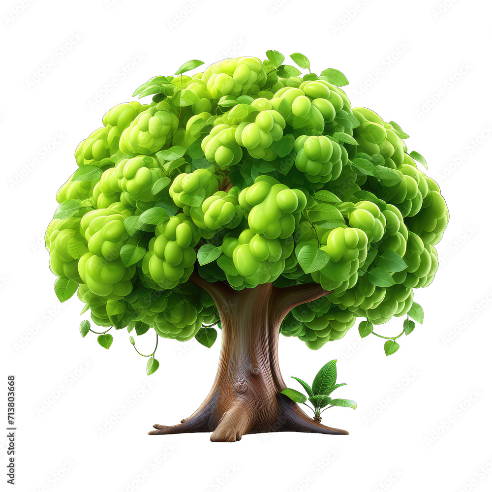 3D Amla Tree cartoon character PNG white background Stock Illustration ...