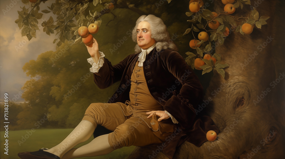 oil painting Isaac Newton discovered Newton's law of universal ...