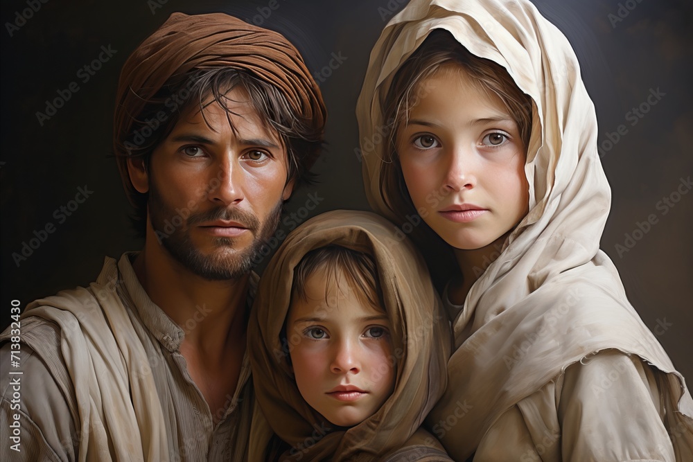 The holy family. jesus, mary, and joseph - divine christian image of ...