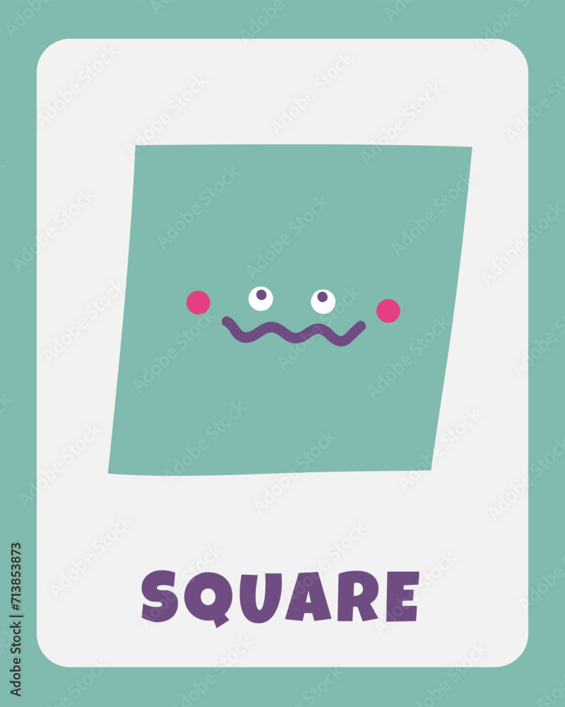 Learn shapes flashcard. Learning English words for kids. Cute hand ...