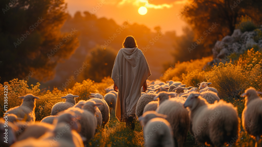 Guiding Light: Jesus Christ as the Good Shepherd Leading His Lambs ...