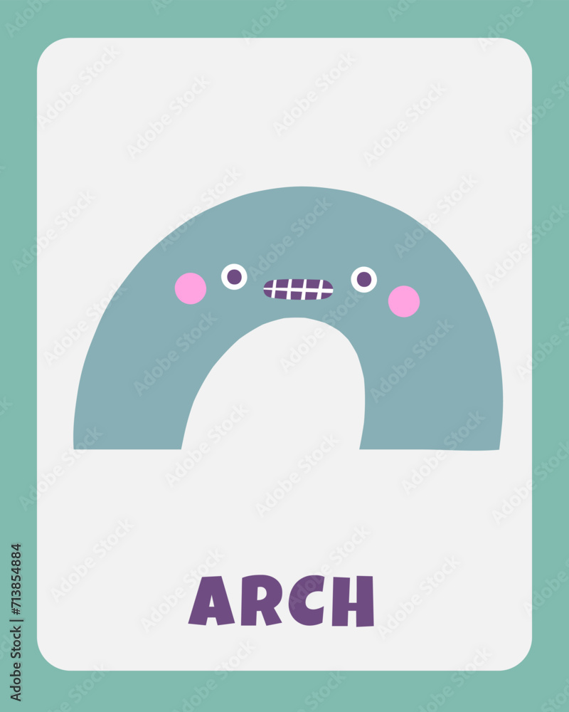 Vetor de Learn shapes flashcard. Learning English words for kids. Cute ...