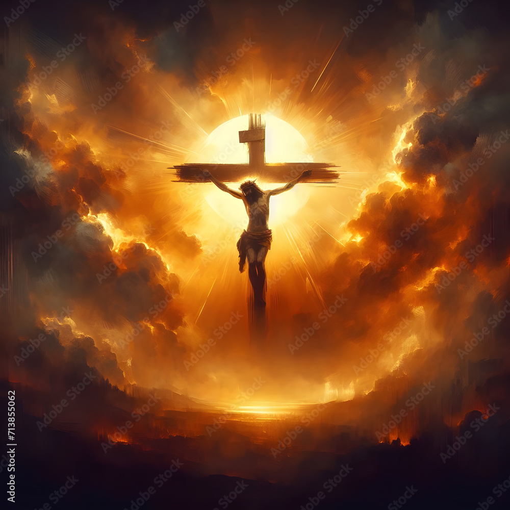 Crucified Jesus on cross. Concept of suffering from human sins. Stock ...