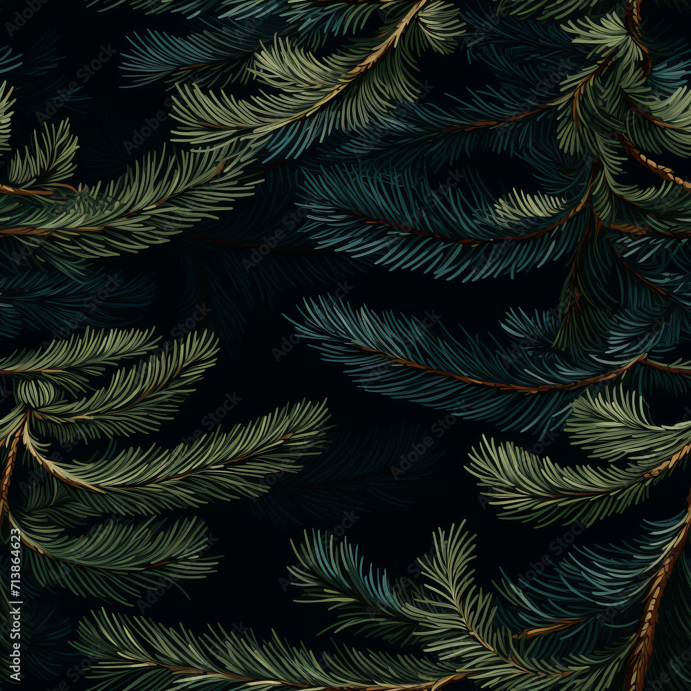 Seamless Spruce Branch Texture. Natural Green Pattern for Design and ...