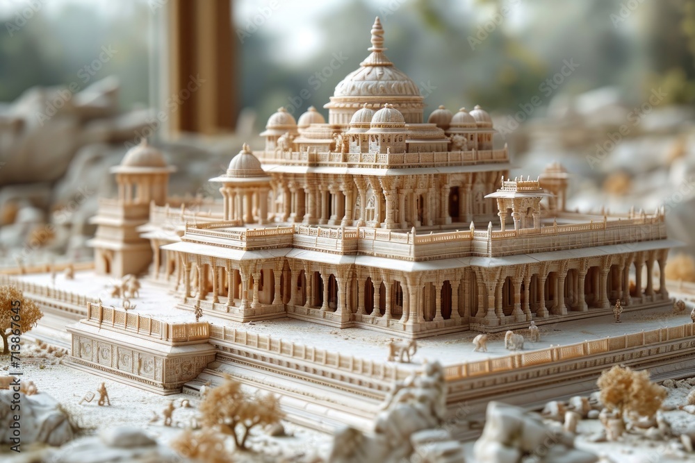 Illustration of Hindu mandir of India, Shree Ram temple, 3D Rendered Model of Ayodhya Stock ...