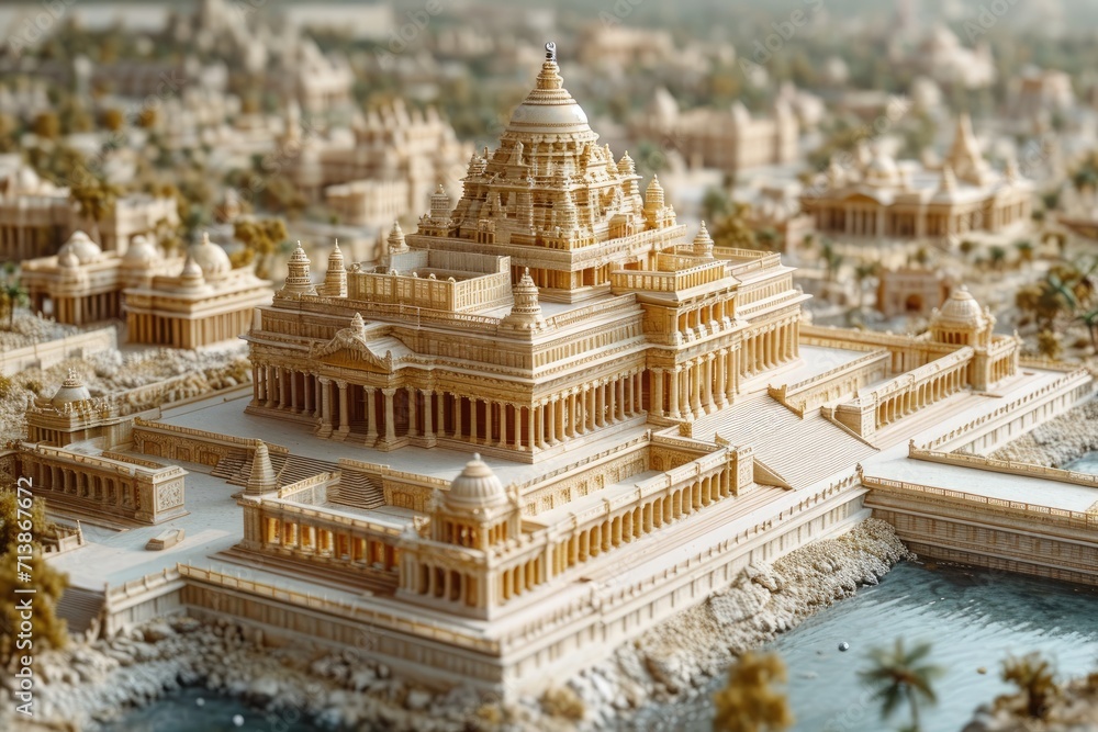 Model of Ayodhya shri Ram mandir Ram temple Stock Illustration | Adobe ...