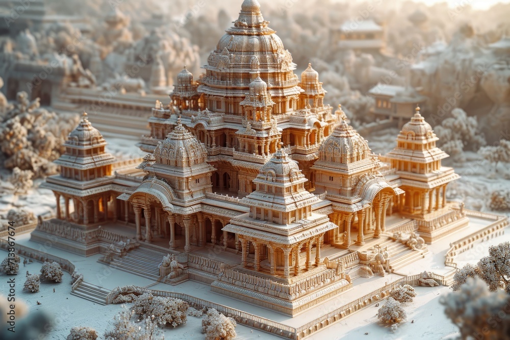 Ram Mandir Ayodhya, 3d model Stock Illustration | Adobe Stock