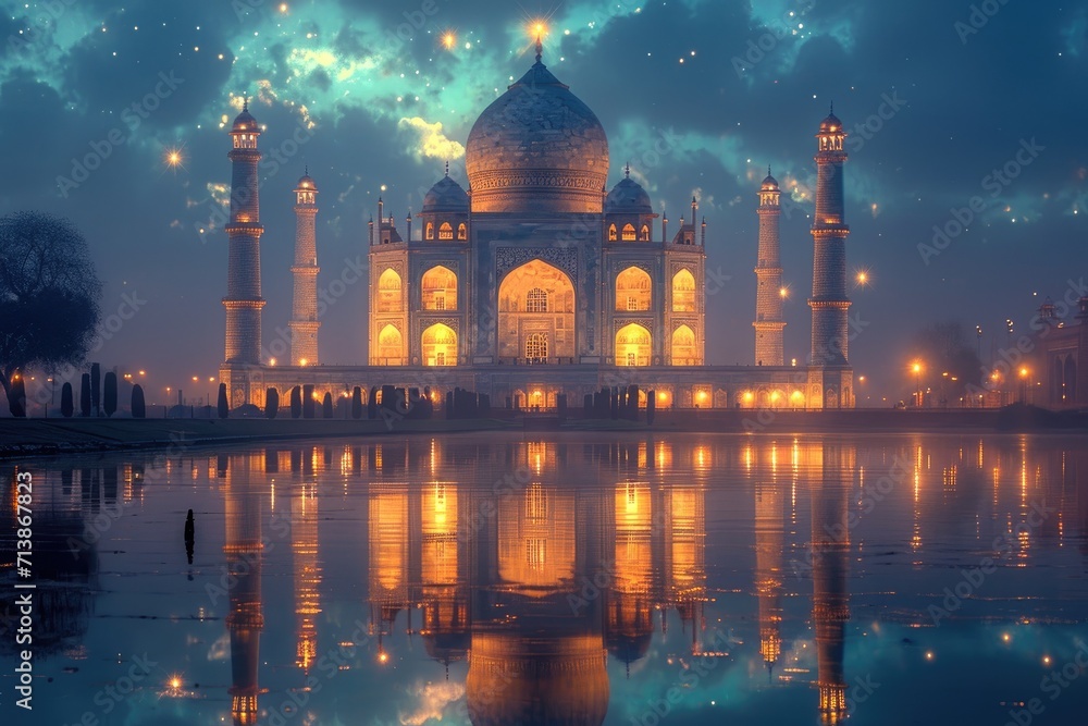 Taj Mahal India, Agra. 7 world wonders. Beautiful Taj mahal, Night view ...