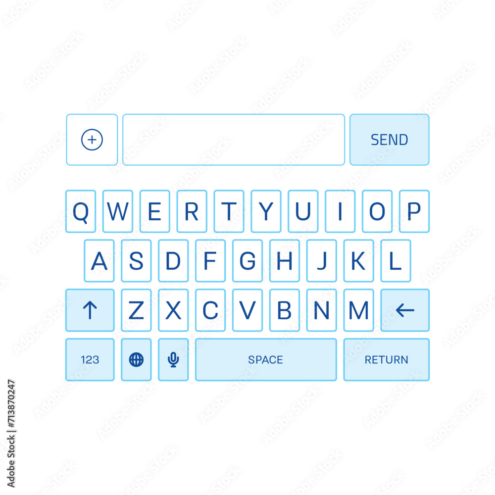 Qwerty keyboard set. Keyboard of smartphone, alphabet and numbers ...