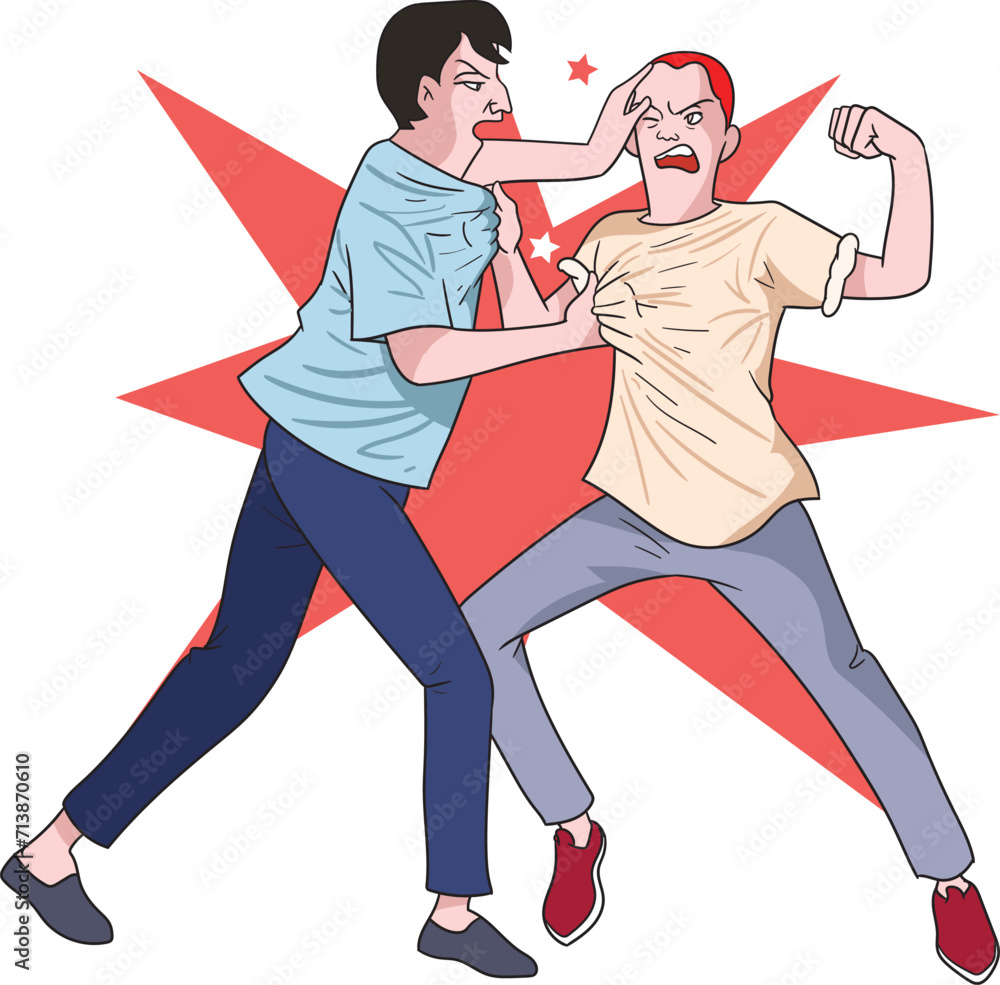 Cartoon image of people fighting each other Stock Vector | Adobe Stock