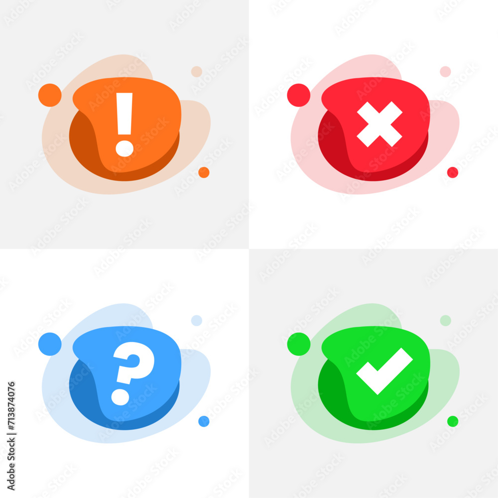 warning, cross, question and tick or check mark pop up ui concept ...