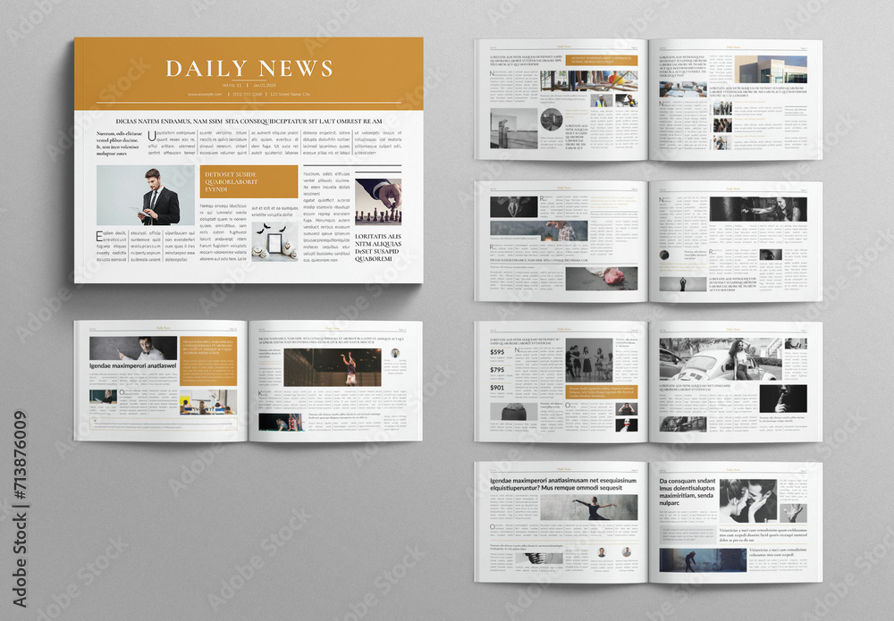 Daily News Paper Layout Landscape Stock Template | Adobe Stock