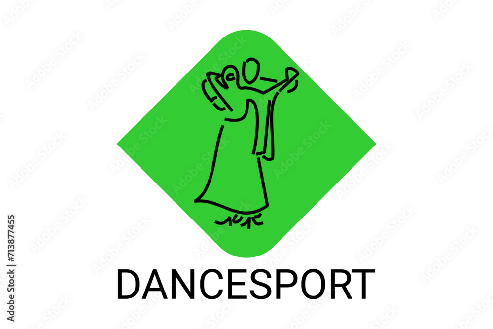 dancesport sport vector line icon. a couple of dancers are dancing in ...