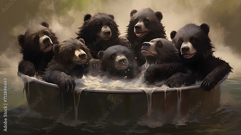 Relaxation Comedy: Dive into a humorous scene as sloth bears enjoy a ...