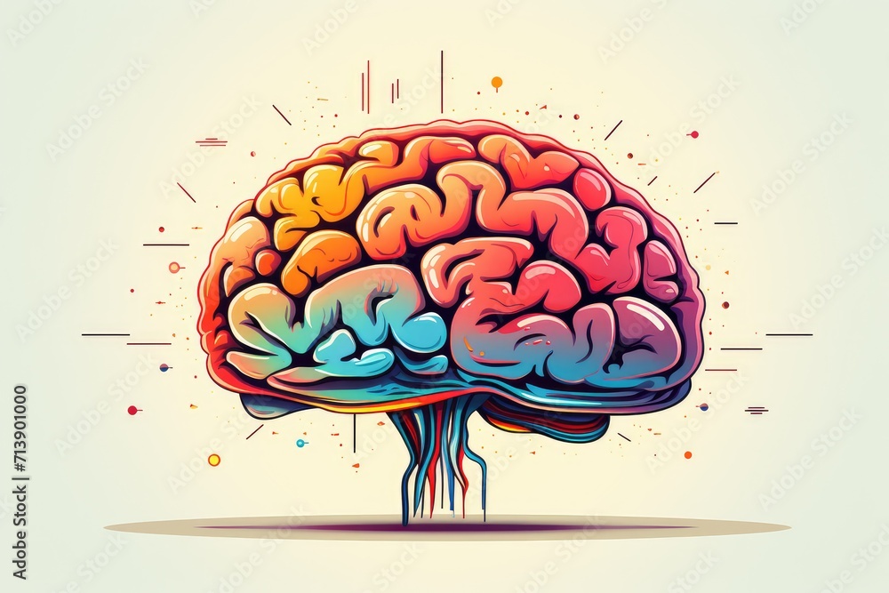 3D Vector illustration human brain and mind tree organic growth of ...