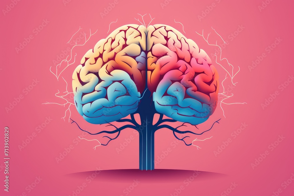3D medical illustration human brain anatomy. Intelligence, wisdom and ...