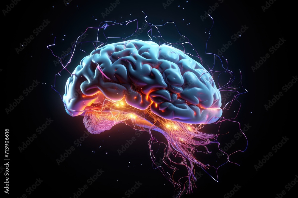 Nebula Neural Colorful Brain Cell Energy Connections, Brain Dots ...