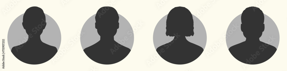 Iconic default anonymous user portrait vector illustration flat vector ...