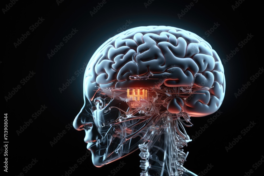 Human Brain Medtech, AI models Head cyborg technology imaging ...