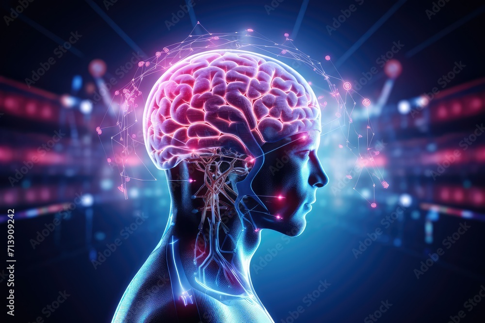 Human Brain Medtech, AI models Head cyborg technology imaging ...