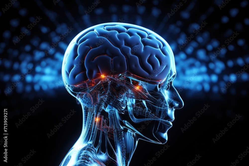 Human Brain Medtech, AI models Head cyborg technology imaging ...