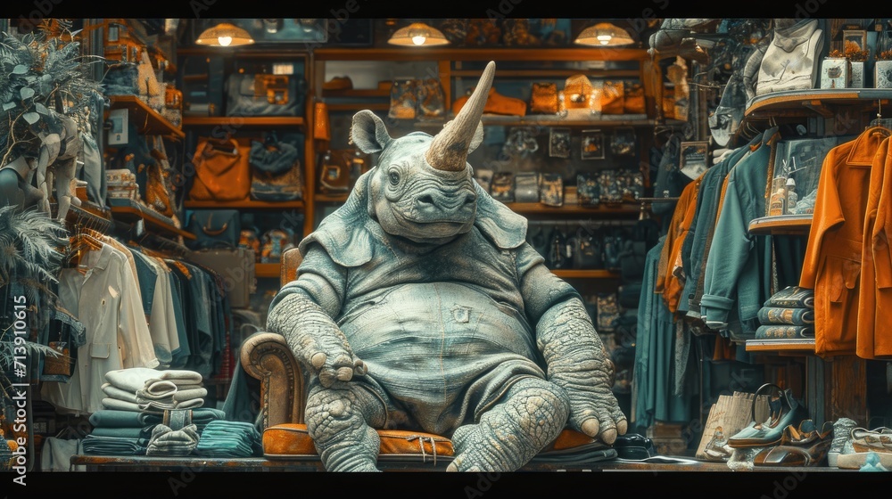 Half man half animal It has the head of a rhinoceros and lives in ...