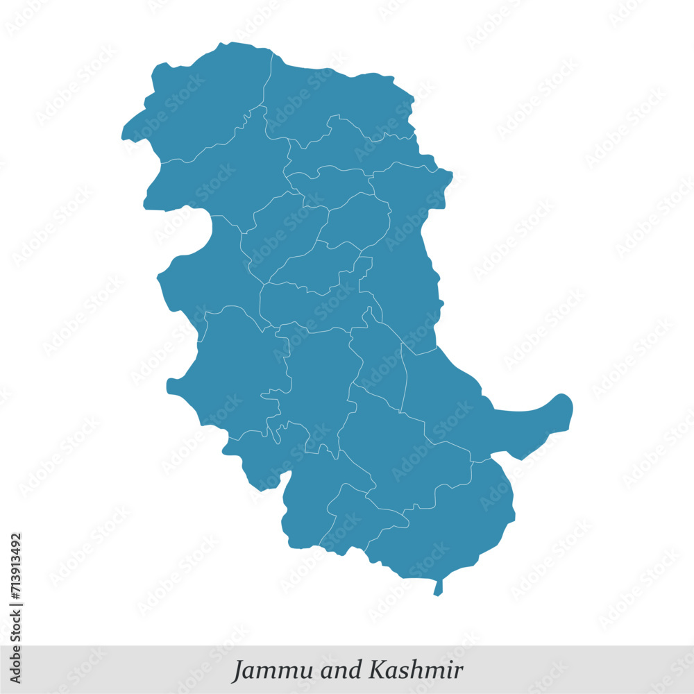 map of Jammu and Kashmir is a Union territory of India with districts ...