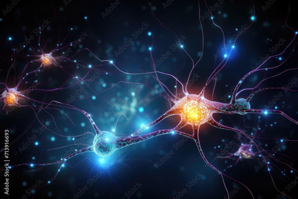 Neural Colorful Brain Nerve Cell Energy Connection, Brain Dots Pattern ...