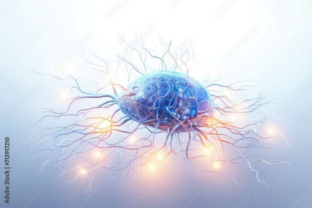Neural Colorful Brain Nerve Cell Energy Connection, Brain Dots Pattern ...