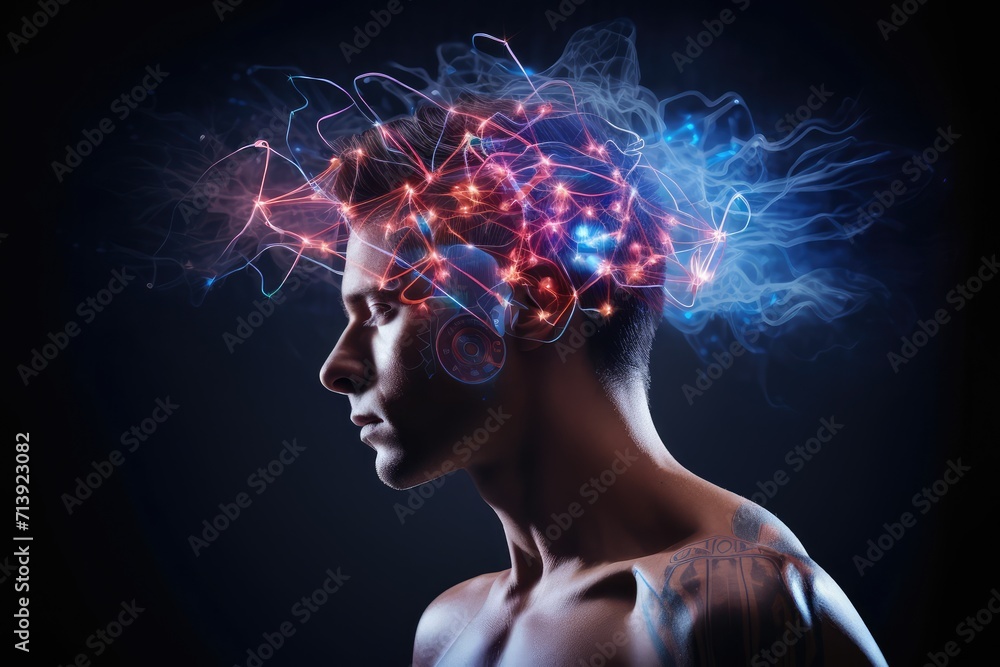 Human mind neural synapse communicating Neurotransmission GABA (Gamma ...