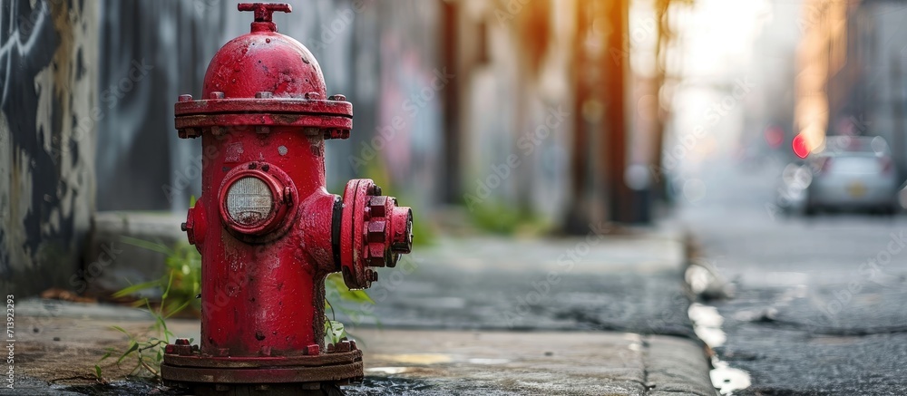 fire hydrant stands tall on the bustling city street representing ...