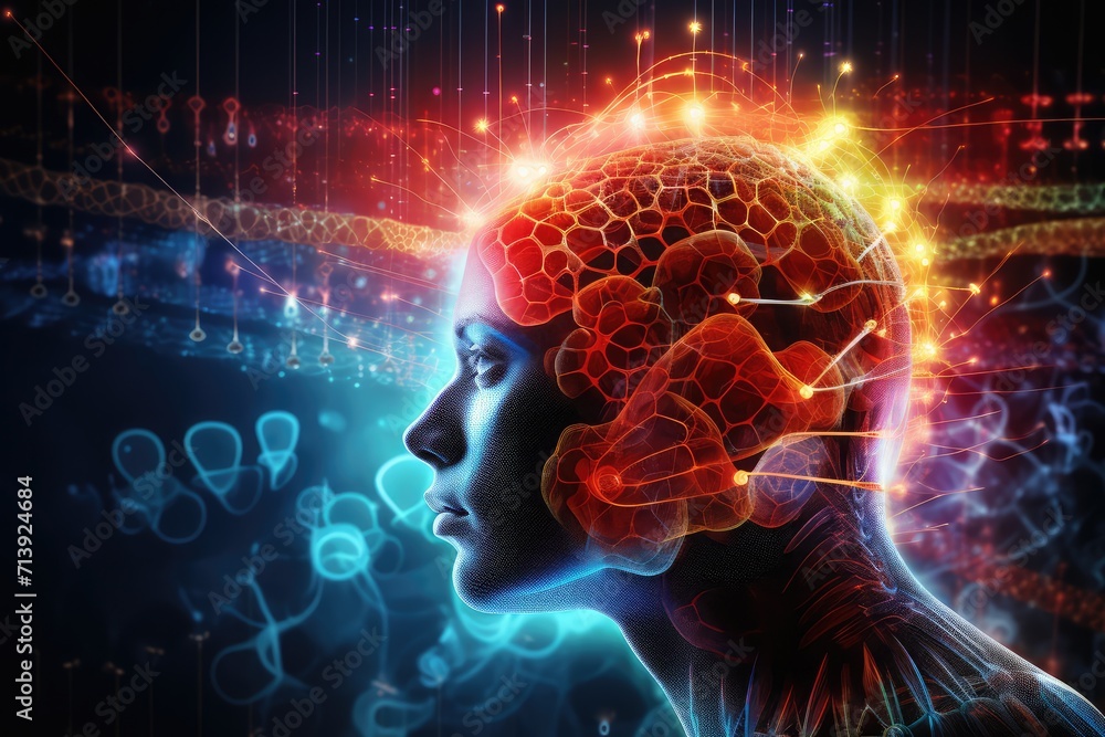 Human mind neural synapse communicating Neurotransmission GABA (Gamma ...