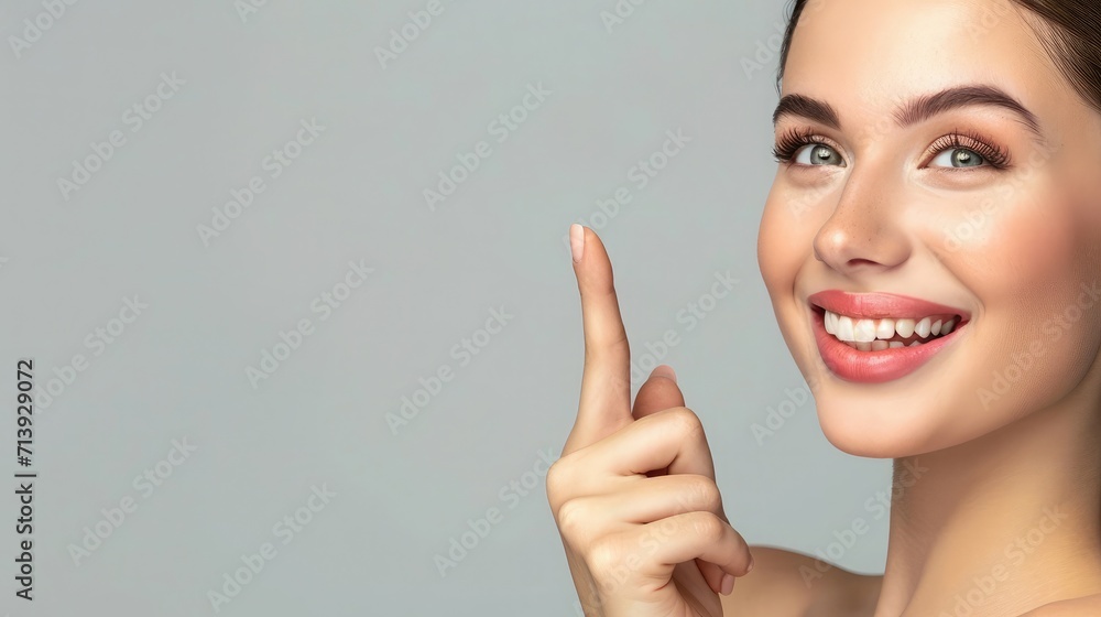Beautiful woman with clean fresh skin .Sweet smiling girl expressive ...