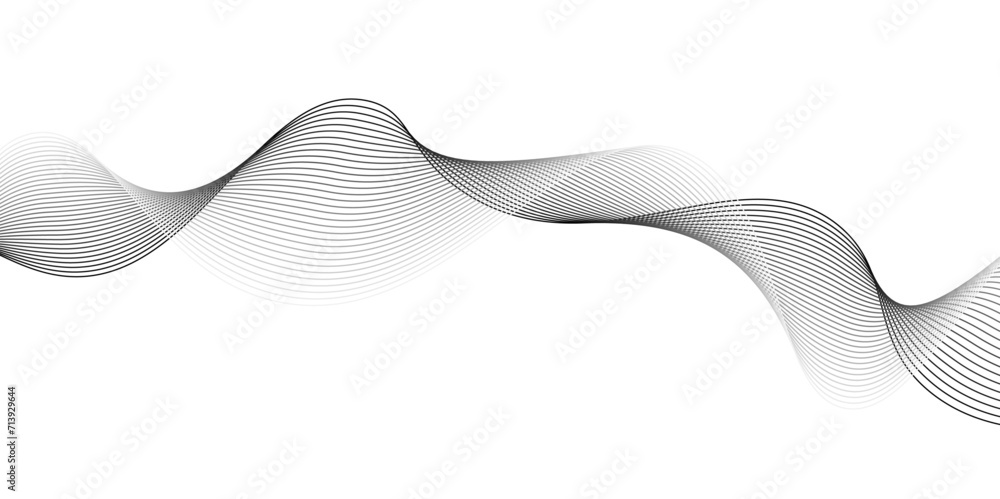 Abstract grey wavy lines on transparent background. Digital frequency ...