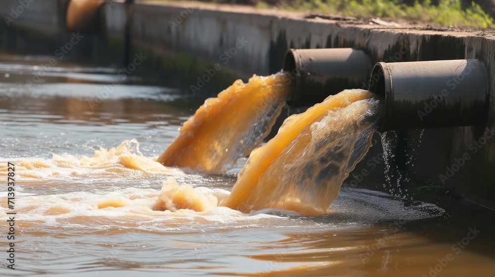 An industrial waste concept depicting the environmental issue of ...